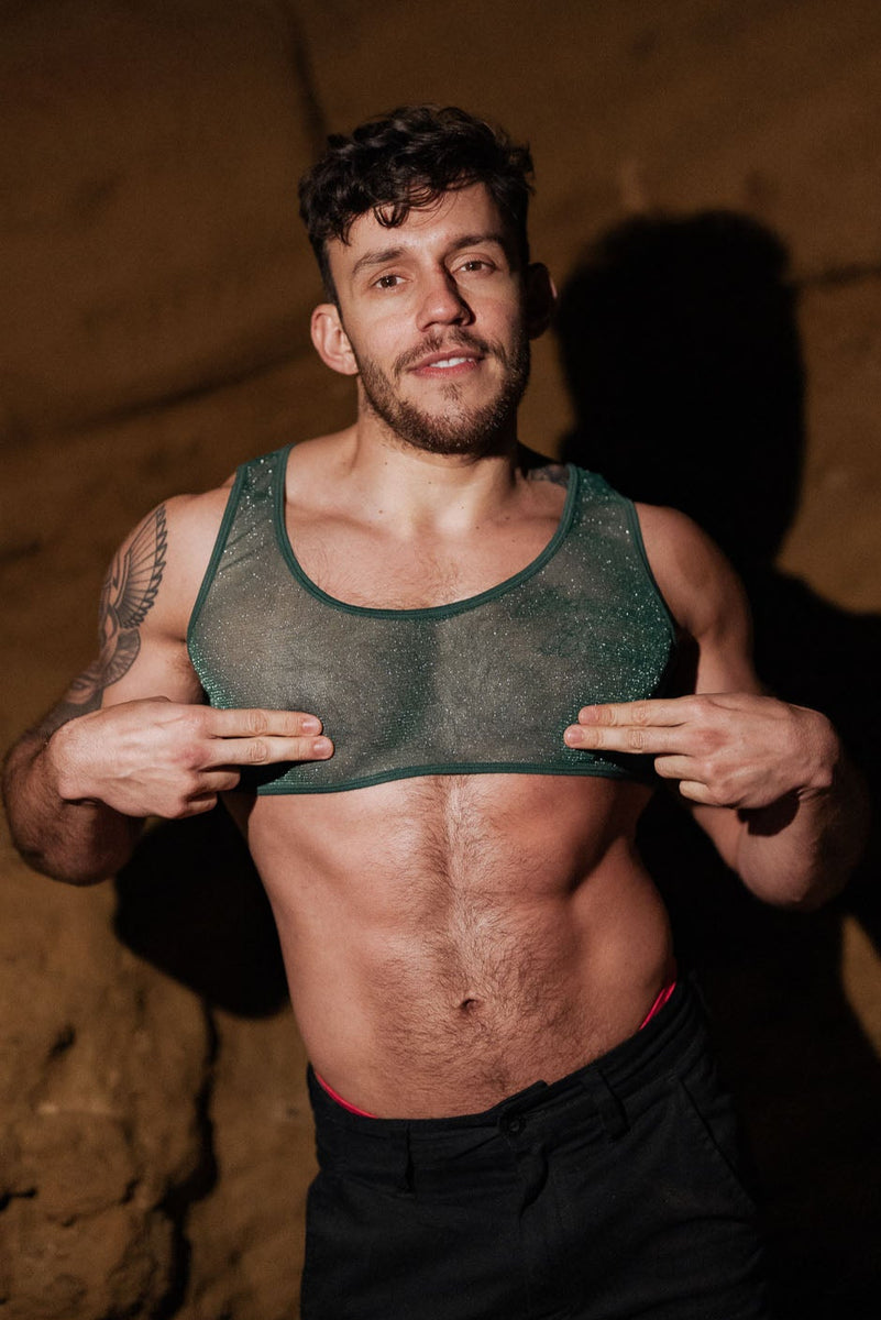 Lamé Glitter Mesh Crop Top – Infamous Queer